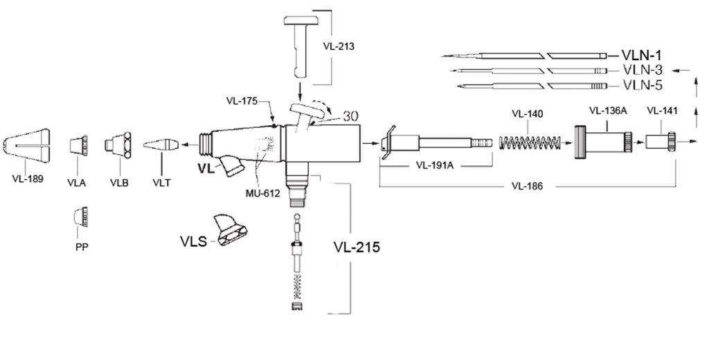 Paasche VL Airbrush Parts – Airbrushinfo.net